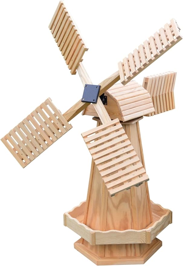 Amazon.com: Amish-Made Dutch Style Wooden Windmill Yard Decor, Natural ...