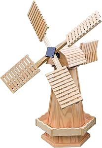 Amazon.com: Amish-Made Dutch Style Wooden Windmill Yard Decor, Natural ...