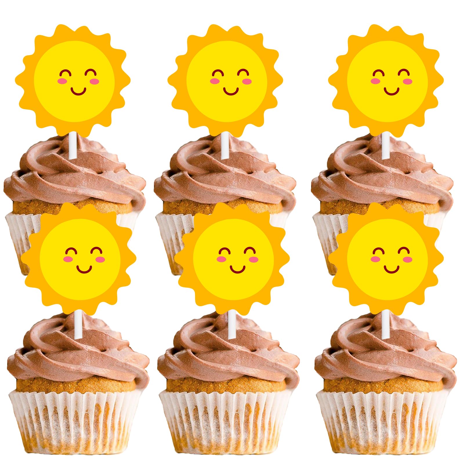 Amazon.com: 18pcs Gold Glitter Sun Cupcake Topper Weather Theme Decor ...