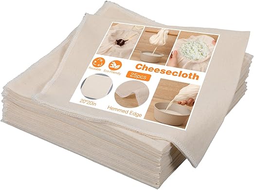 Amazon.com: Afcabakila 25Pcs 20"x20" Organic Unbleached Cheesecloth ...