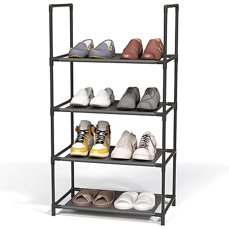 Amazon.com: Fouews Small Shoe Rack, Narrow Stackable Shoe Shelf ...
