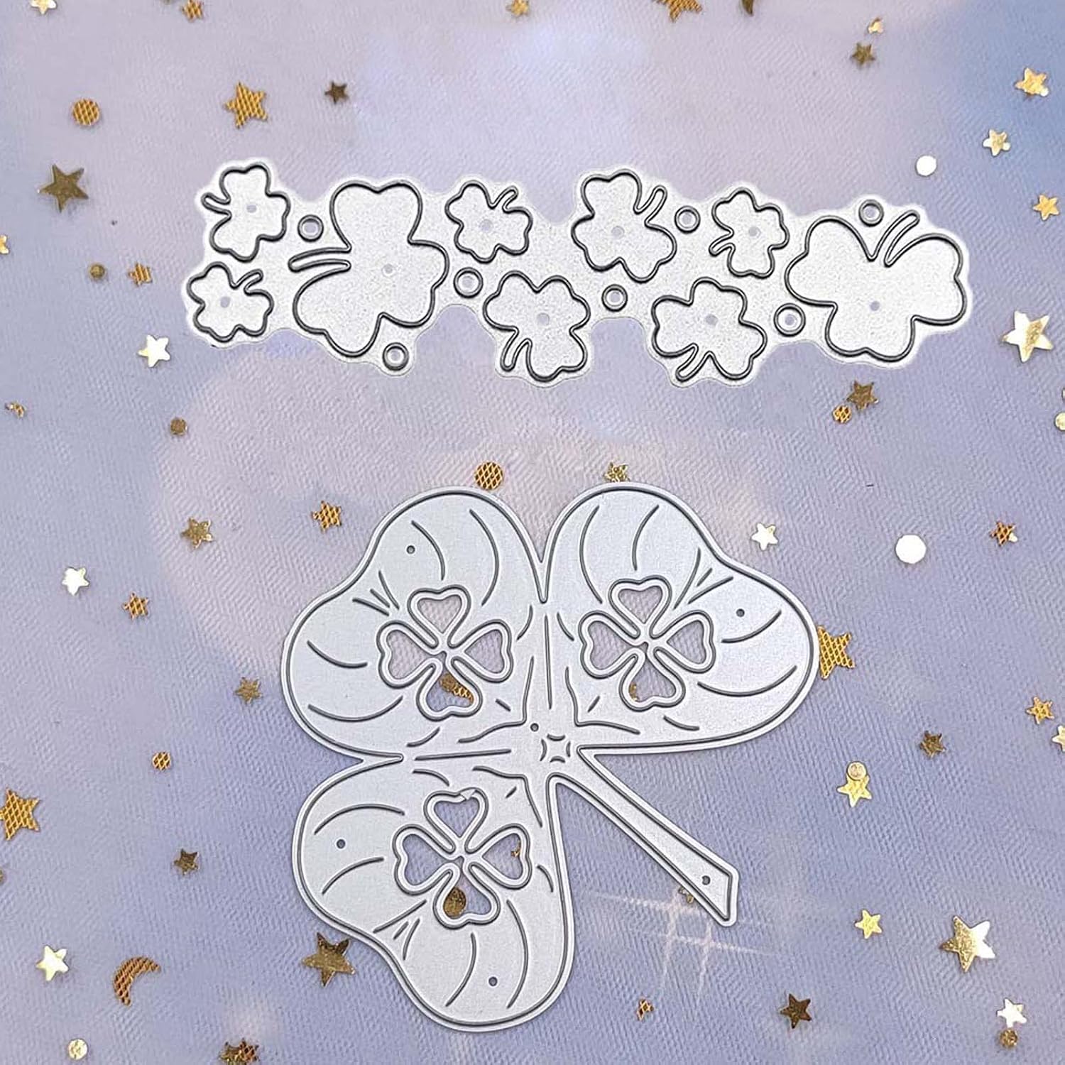 Amazon.com: 2Pcs Shamrock Metal Cutting Dies for Card Making, Clover ...