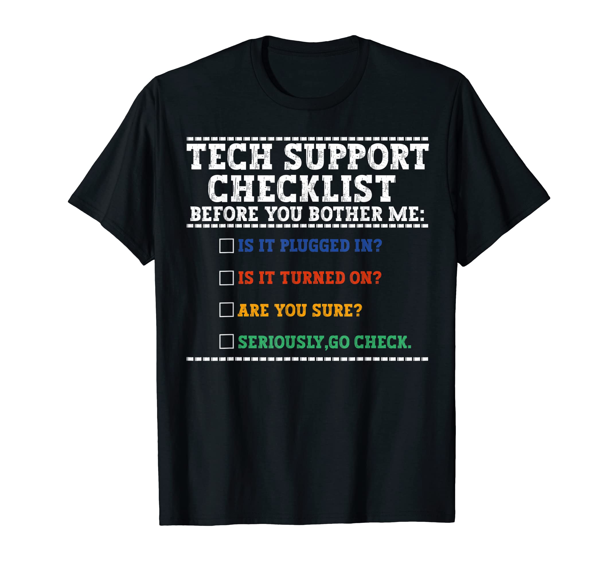 Amazon.com: Funny Vintage Tech Support Checklist Computer Geek Sysadmin ...