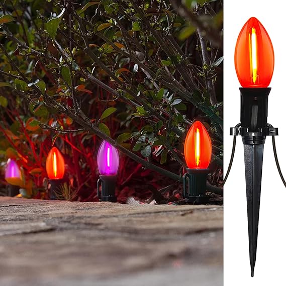 SUNSGNE C9 LED Halloween Pathway Lights Outdoor, 19.5Ft Halloween ...