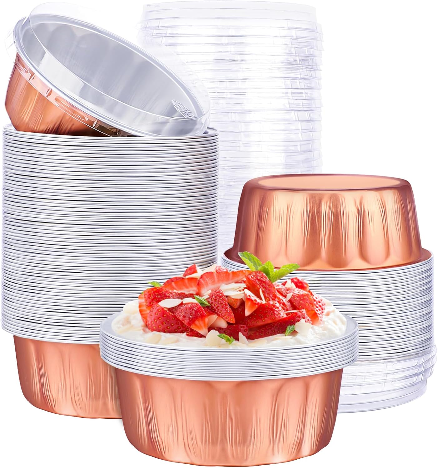 Amazon.com: Suice Baking Cups with Lids, 100 Pack 8 oz Disposable Ramekins Muffin Tins, Aluminum ...