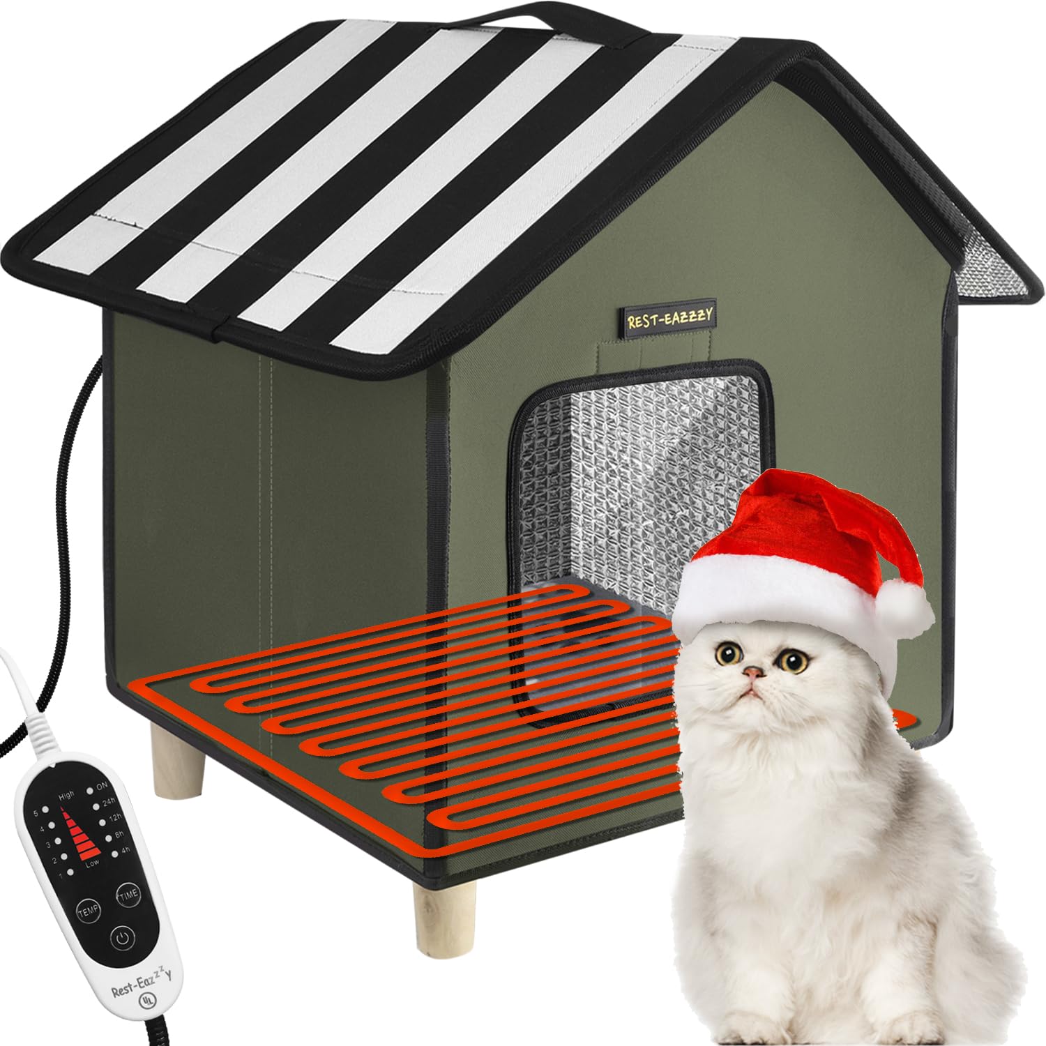 Rest-Eazzzy Cat House, Outdoor Cat Bed, Weatherproof Cat Shelter for ...