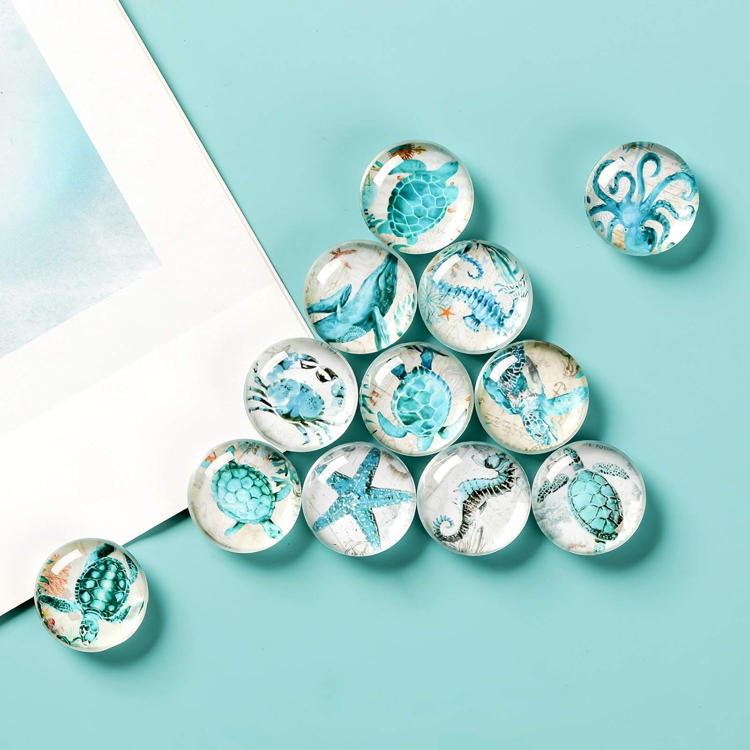 12pcs Refrigerator Magnets, Crystal Glass Sea Turtle Style Pattern ...