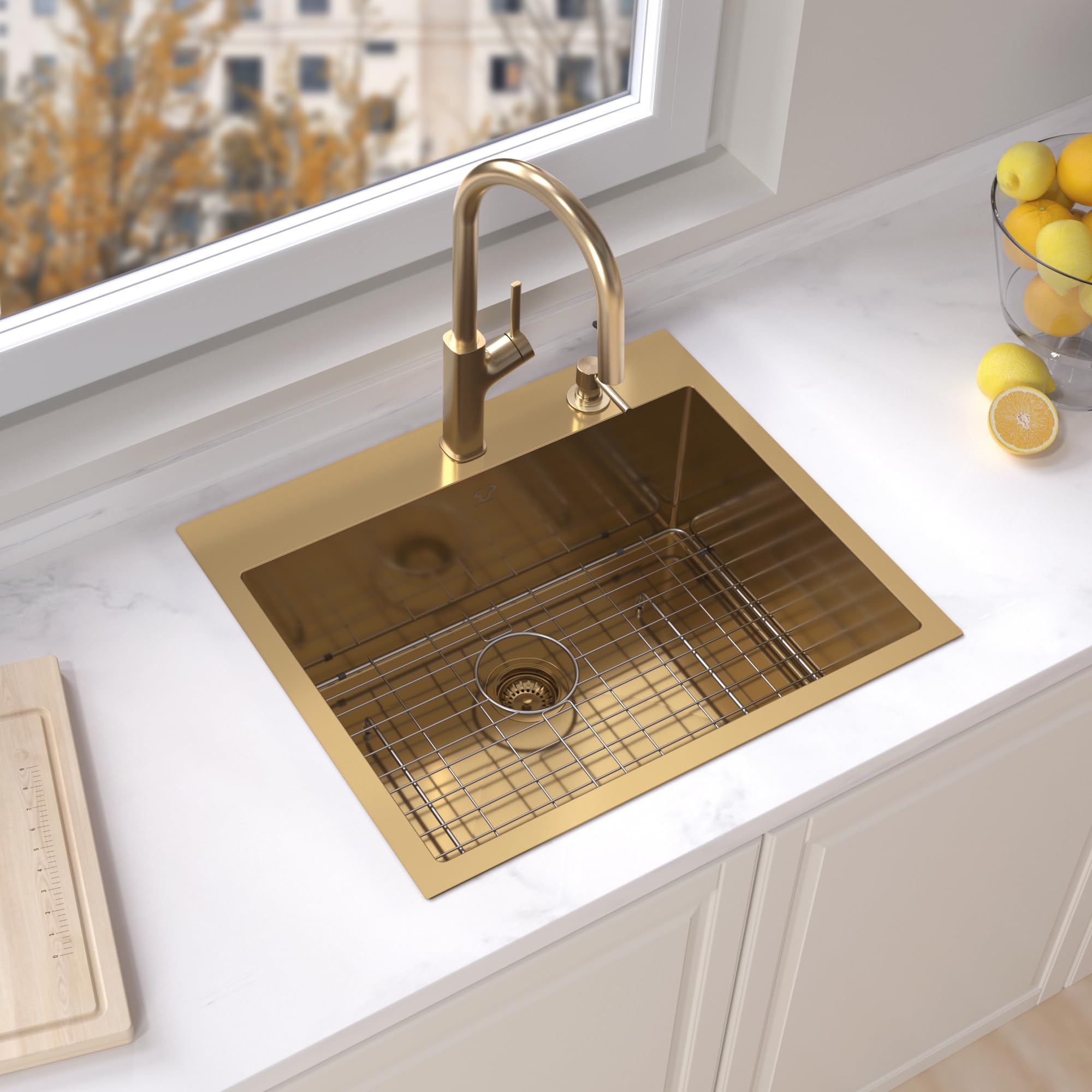 Snapklik.com : Drop In Kitchen Sink 27 Inch Gold Top Mount Sink 16 ...