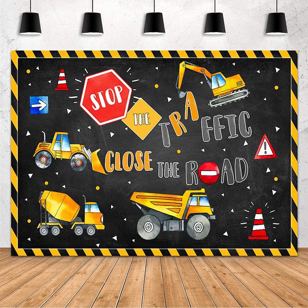 Amazon.com : BELECO 7x5ft Fabric Under Construction Backdrop ...