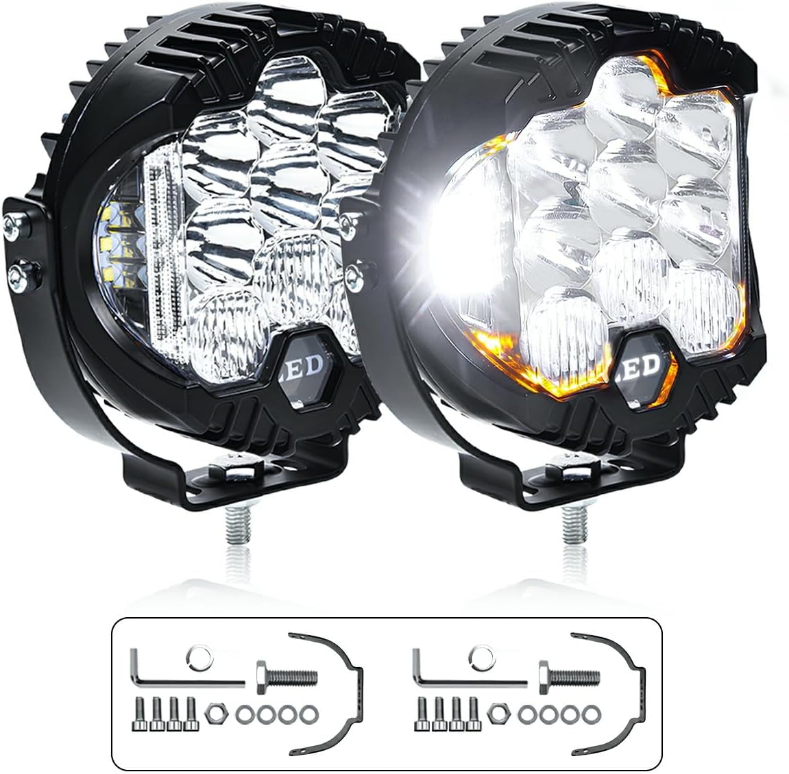 Amazon.com: StoneBanks 5 Inch LED Round Light Pods,200W 30000LM Side ...