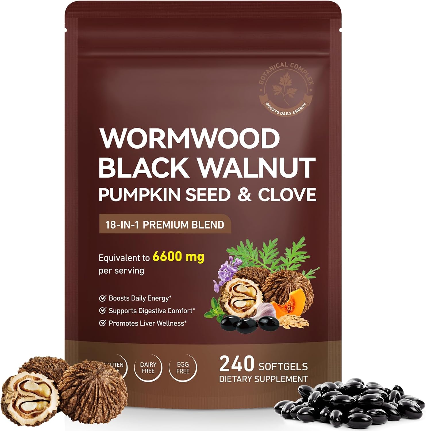 Amazon.com: Wormwood Black Walnut Clove Cleanse for Humans, 6600mg ...