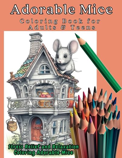 Amazon.com: Adorable Mice: Coloring Book for Adults & Teens (Grayscale ...