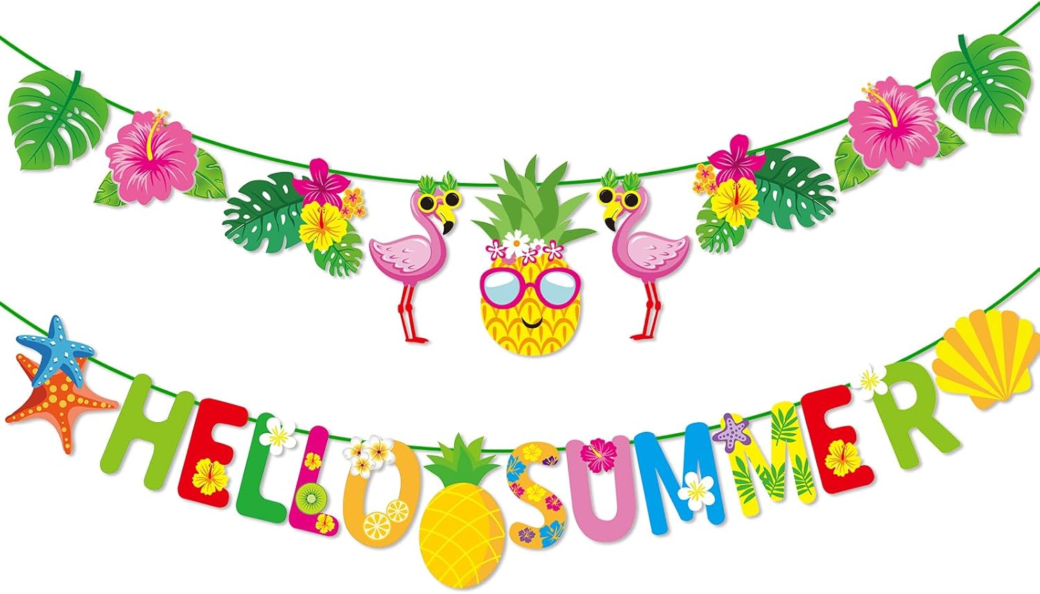 Amazon.com: Hello Summer Banner Summer Hawaiian Luau Tropical Themed ...