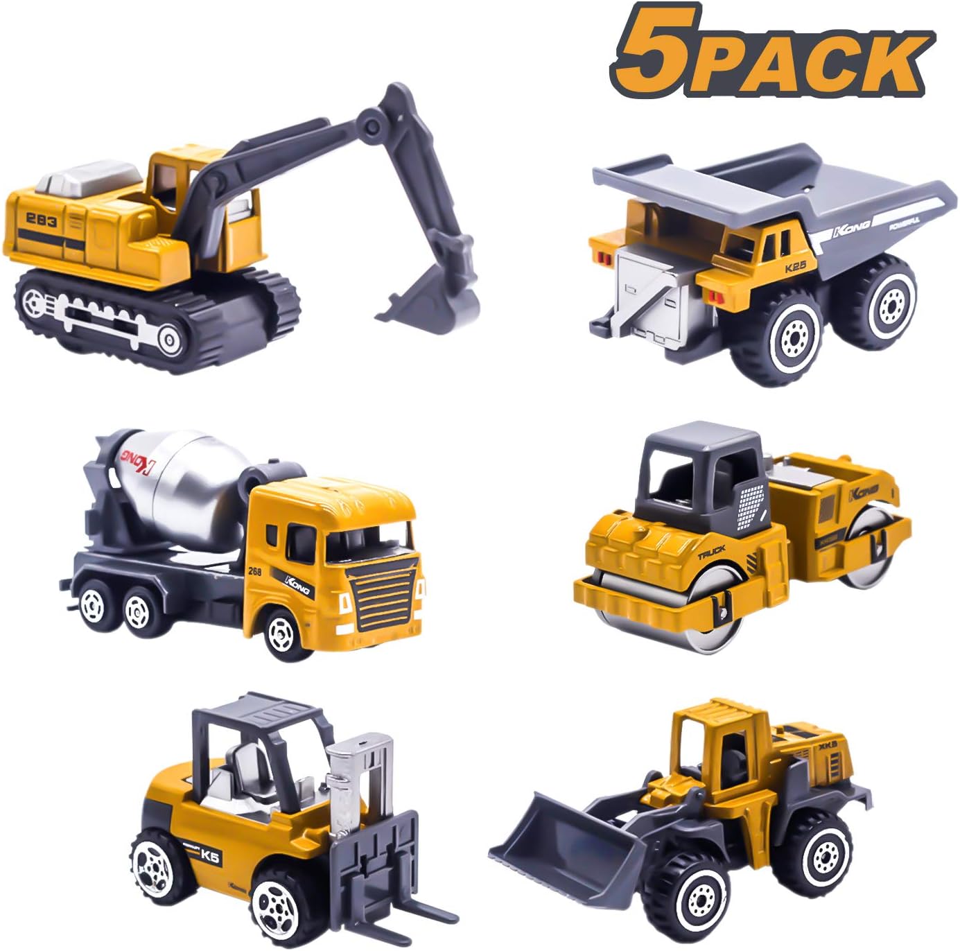 Amazon.com: Tcvents 5 Pieces Construction Toys Trucks Set Mini Forklift ...