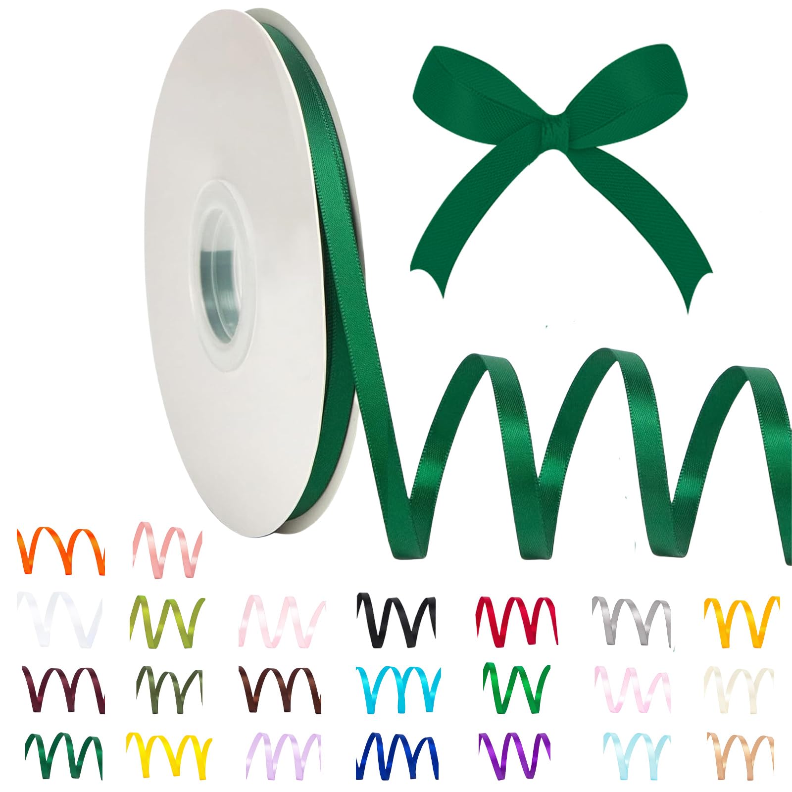 Thin Dark Green Ribbon 6mm,Satin Ribbon Solid Color Fabric Ribbon Silk ...