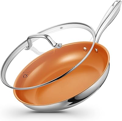 Amazon.com: DIIG Nonstick Deep Frying Skillet with Lid, 12 inch/ 5.5 QT ...