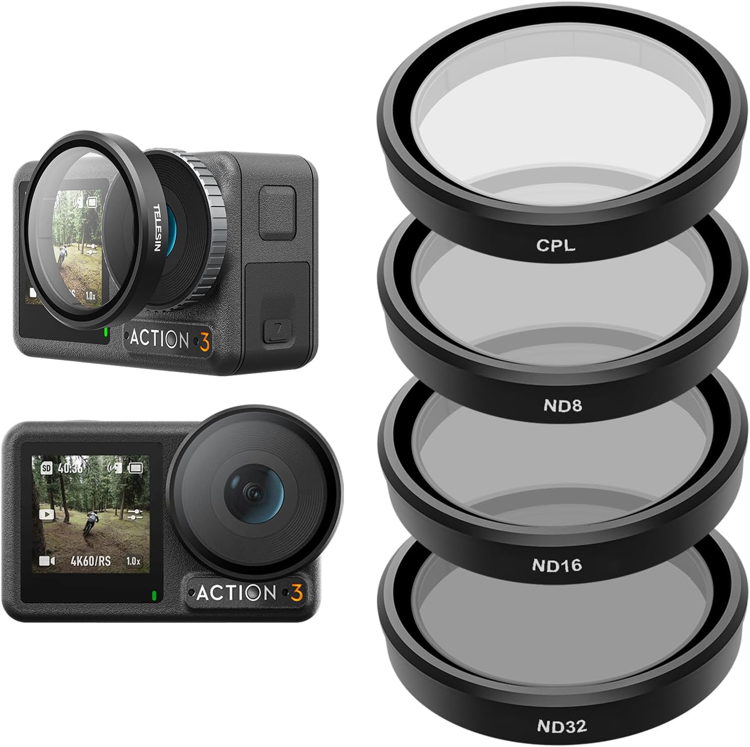 Amazon.com : TELESIN Lens Filter Set for DJI Action 5 Pro Action 4 ...