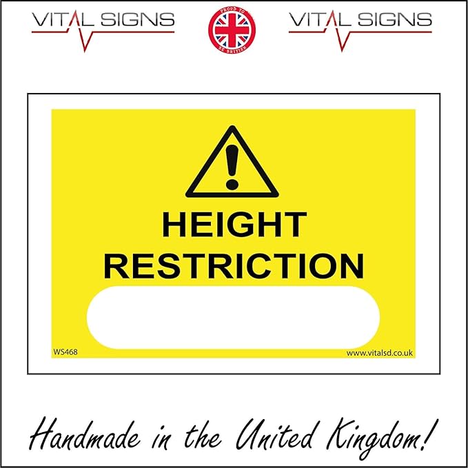 WS468 Warning Sign Height Restriction Signs 300mm x 200mm 5MM Heavy ...