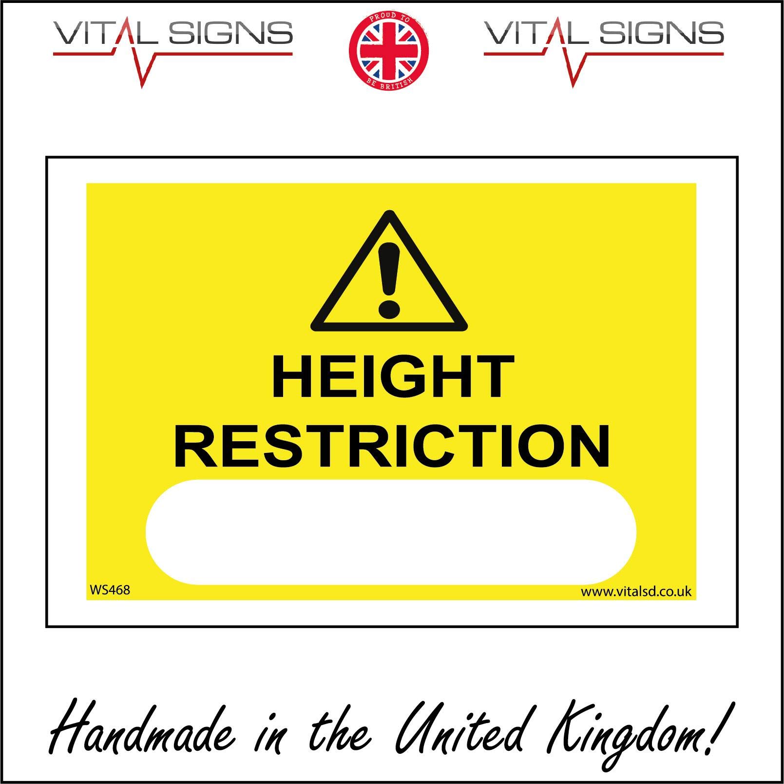 WS468 Warning Sign HEIGHT RESTRICTION Signs 150mm x 100mm .STICKER/SAV ...