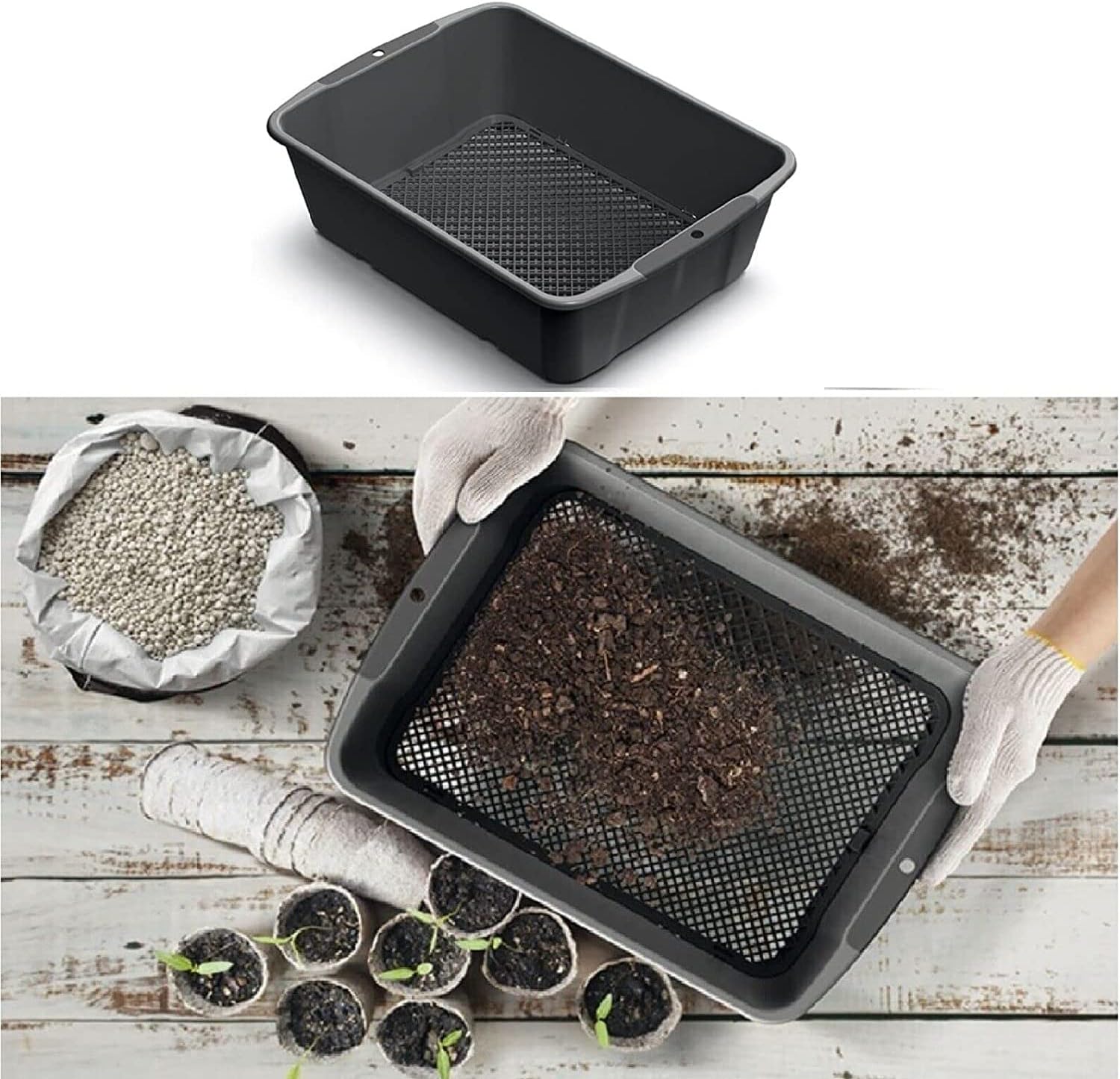 Wham Large Plastic Round Garden Sieve Riddle Riddler Soil Sifter Mesh ...