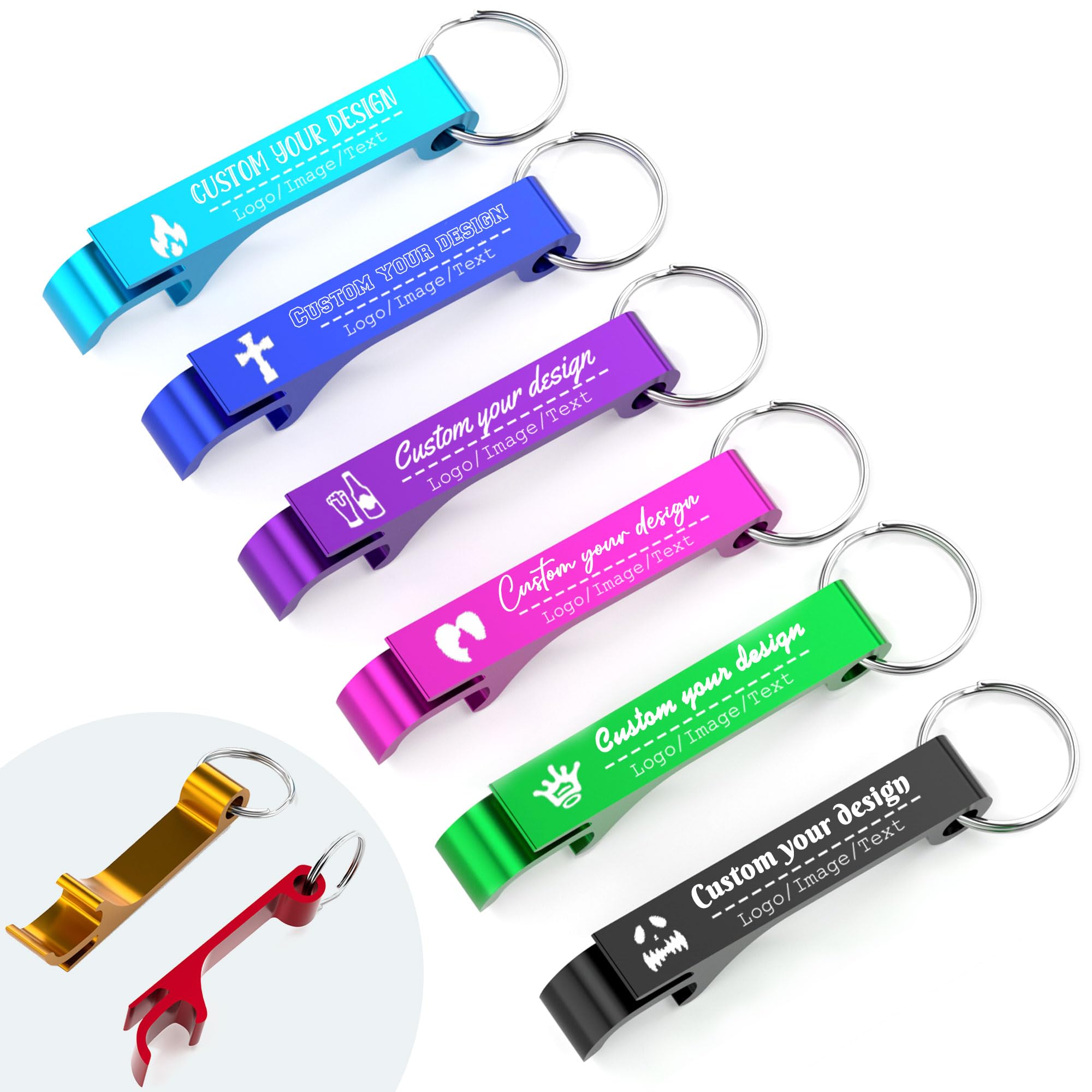 Amazon.com: 100pcs Personalized Bottle Opener Keychains, Custom ...