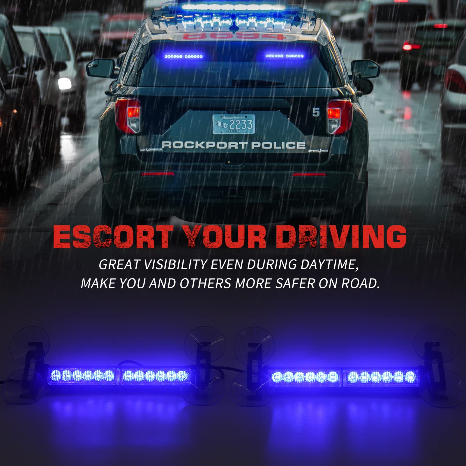 Snapklik.com : 2X 10.7 Inch Emergency Strobe Lights Bar 24 LED Blue ...