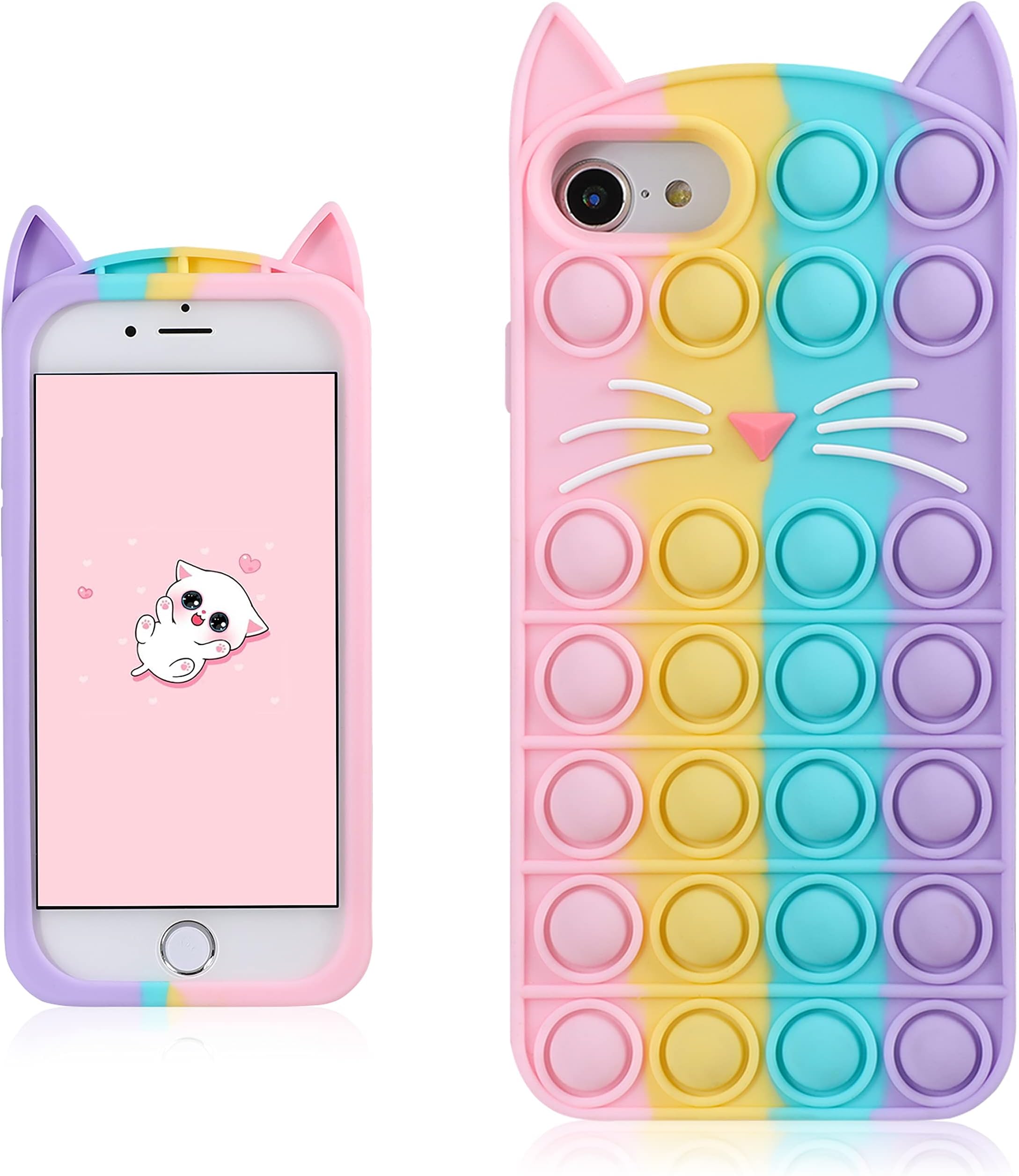 Amazon.com: Coralogo Color Cat Case for iPhone SE 2022/2020/6/6S/7/8 ...