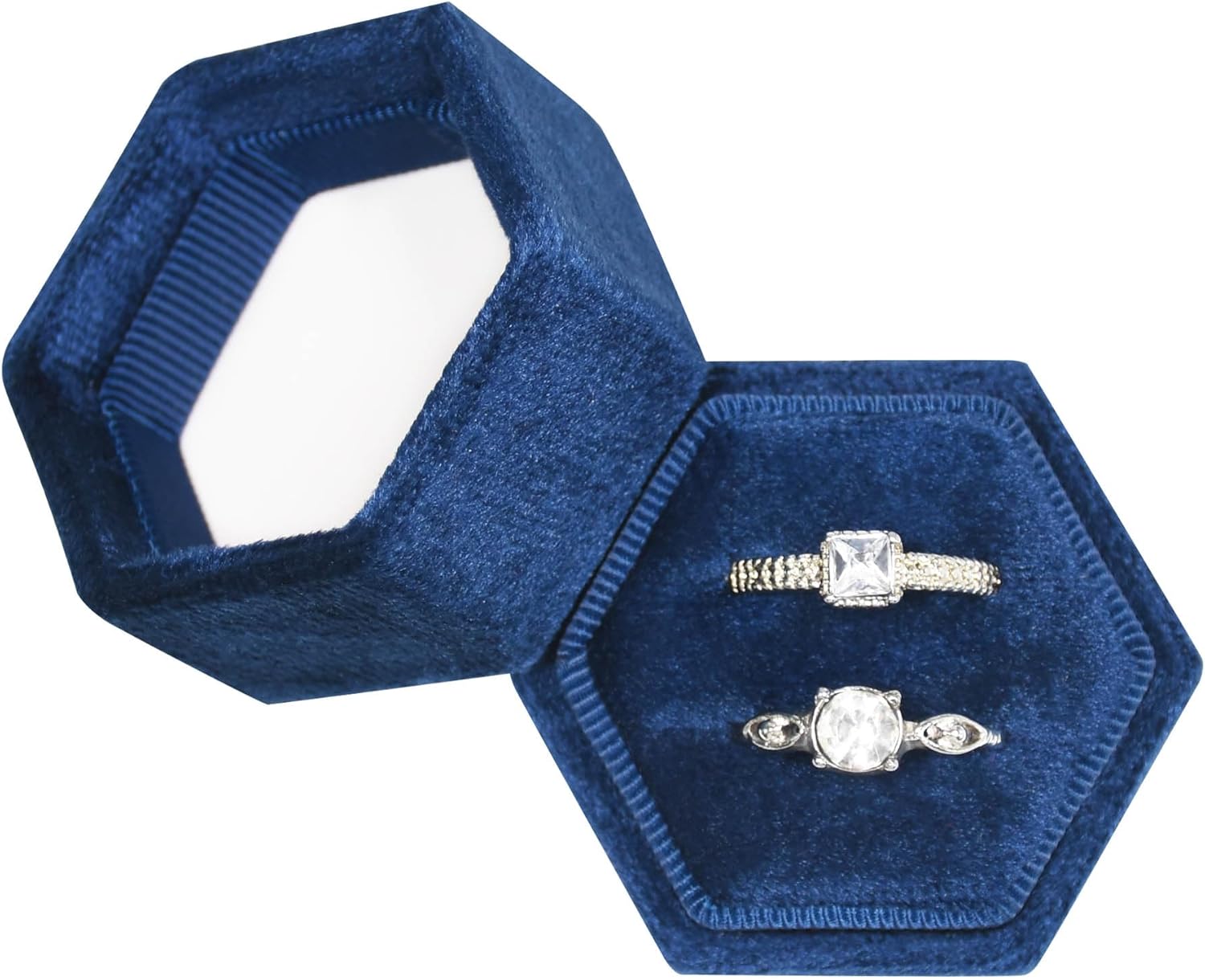 Amazon.com: Vicoter Velvet Ring Box, 2 Slots Hexagon Jewelry Ring Gift ...