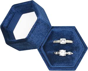 Amazon.com: Vicoter Velvet Ring Box, 2 Slots Hexagon Jewelry Ring Gift ...