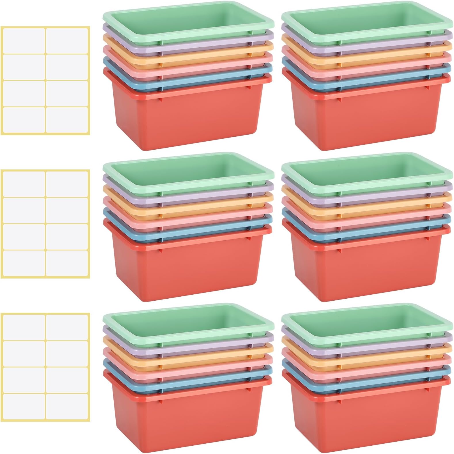 Amazon.com - Outus 36 Pcs Macaron Color Plastic Cubby Bins Bulk with ...