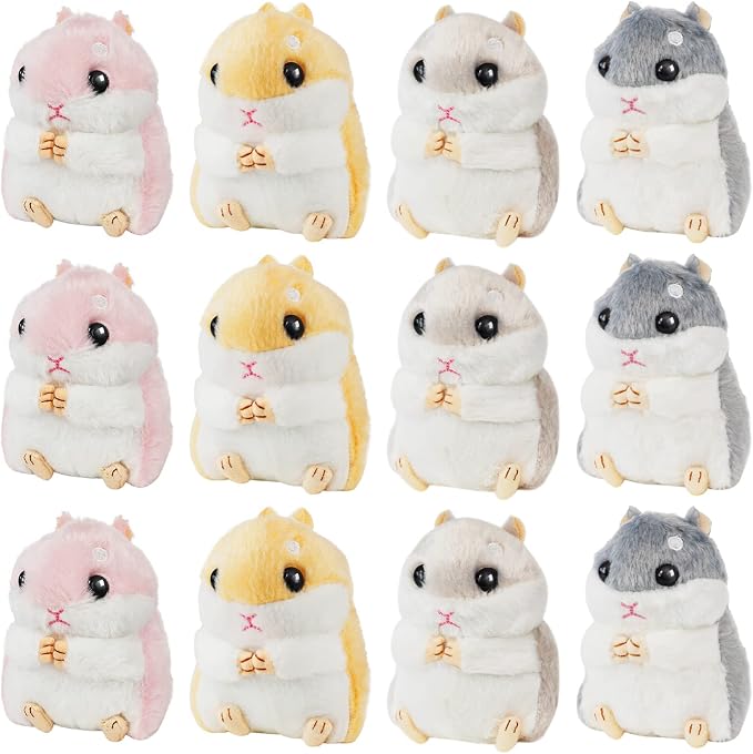 Amazon.com: 12 Pieces Cute Hamster Stuffed Animal Bulk Hamsters Plush ...