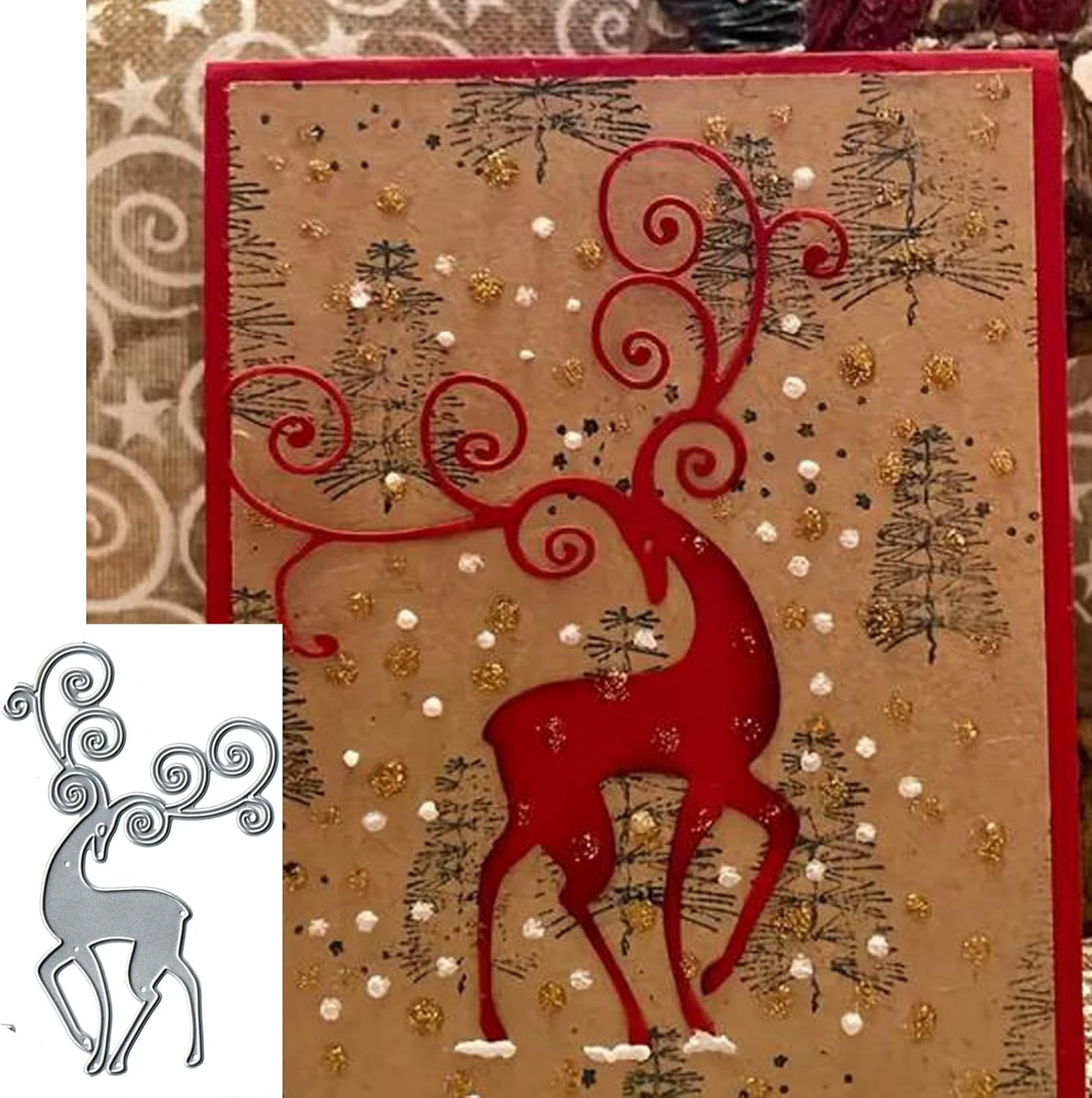 Amazon.com : Hubangzhu Christmas Reindeer Metal Die Cuts, Merry ...
