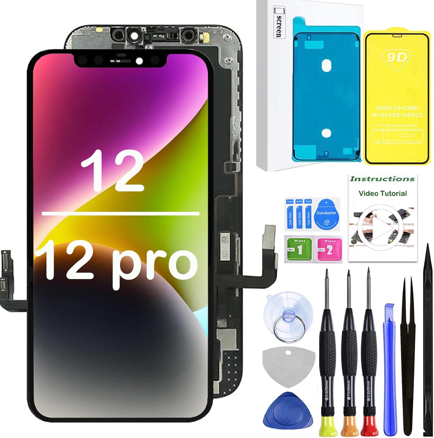 Amazon.com: LEAFE for iPhone 12/12 Pro Screen Replacement,6.1 inch Full ...