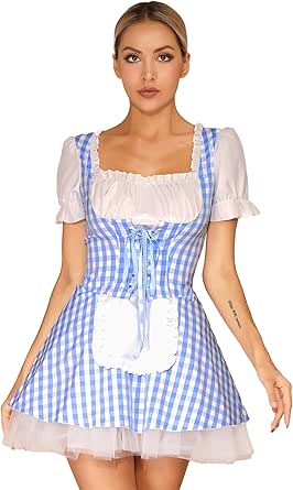 Amazon.com: Linjinx Women's French Maid Costume Short Puff Sleeve ...