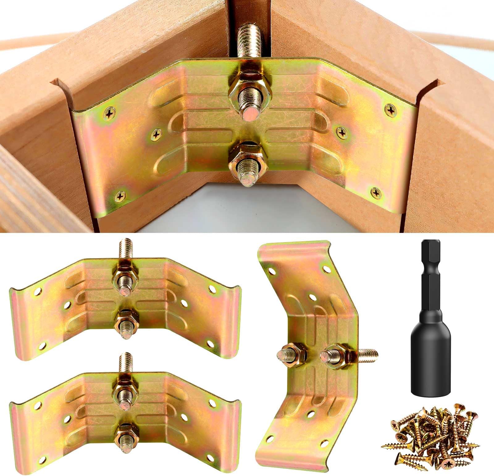 Amazon.com: Pisman Table Leg Corner Bracket Set of 4 Includes Screws to ...