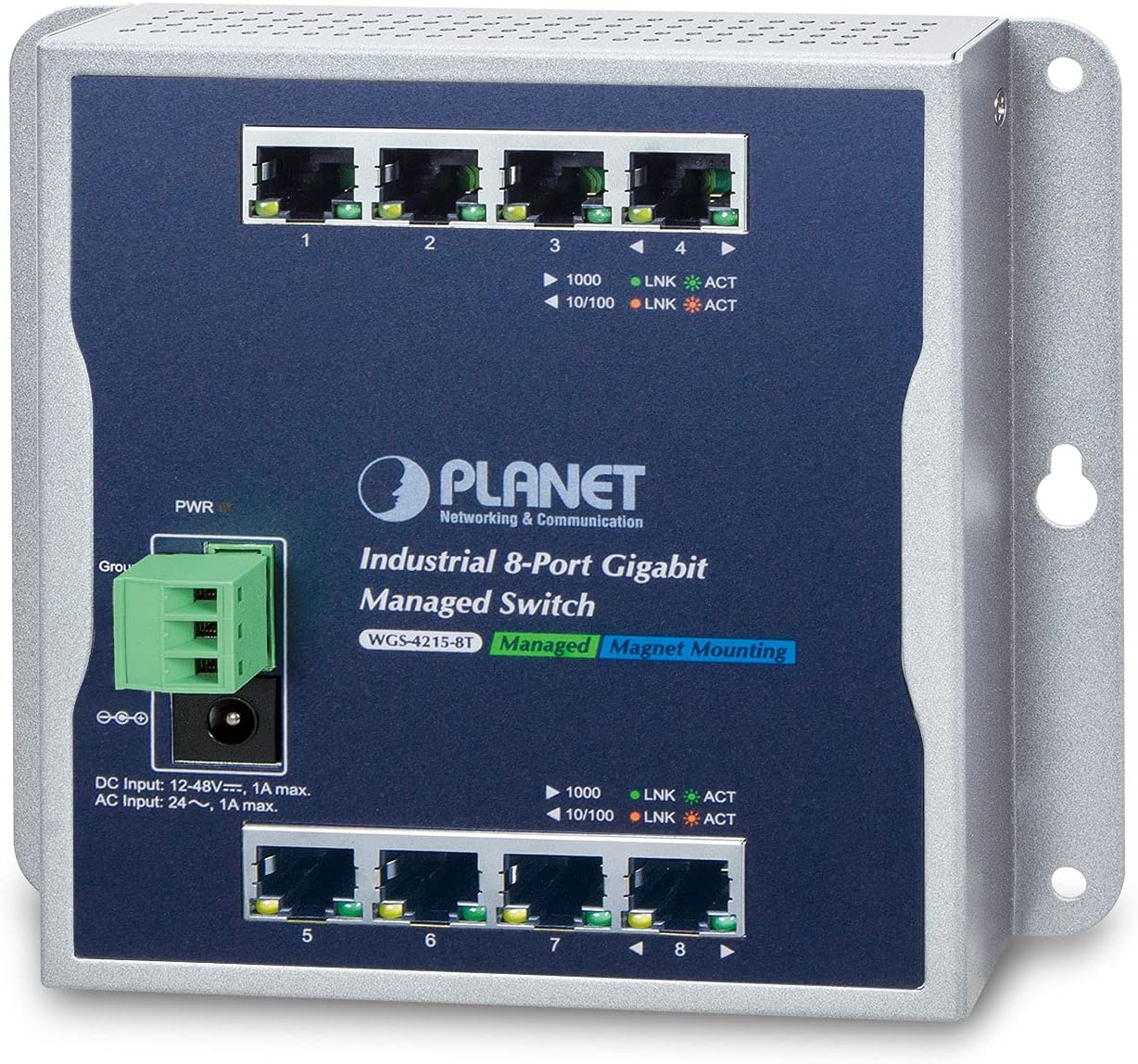 PLANET Industrial - Switch gestito a 8 porte 10/100/1000T Wall-mount ...