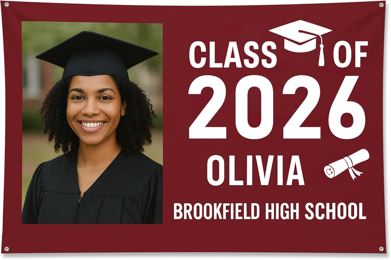 Amazon.com: Custom Graduation Banner Class of 2026 with Photo and Name ...