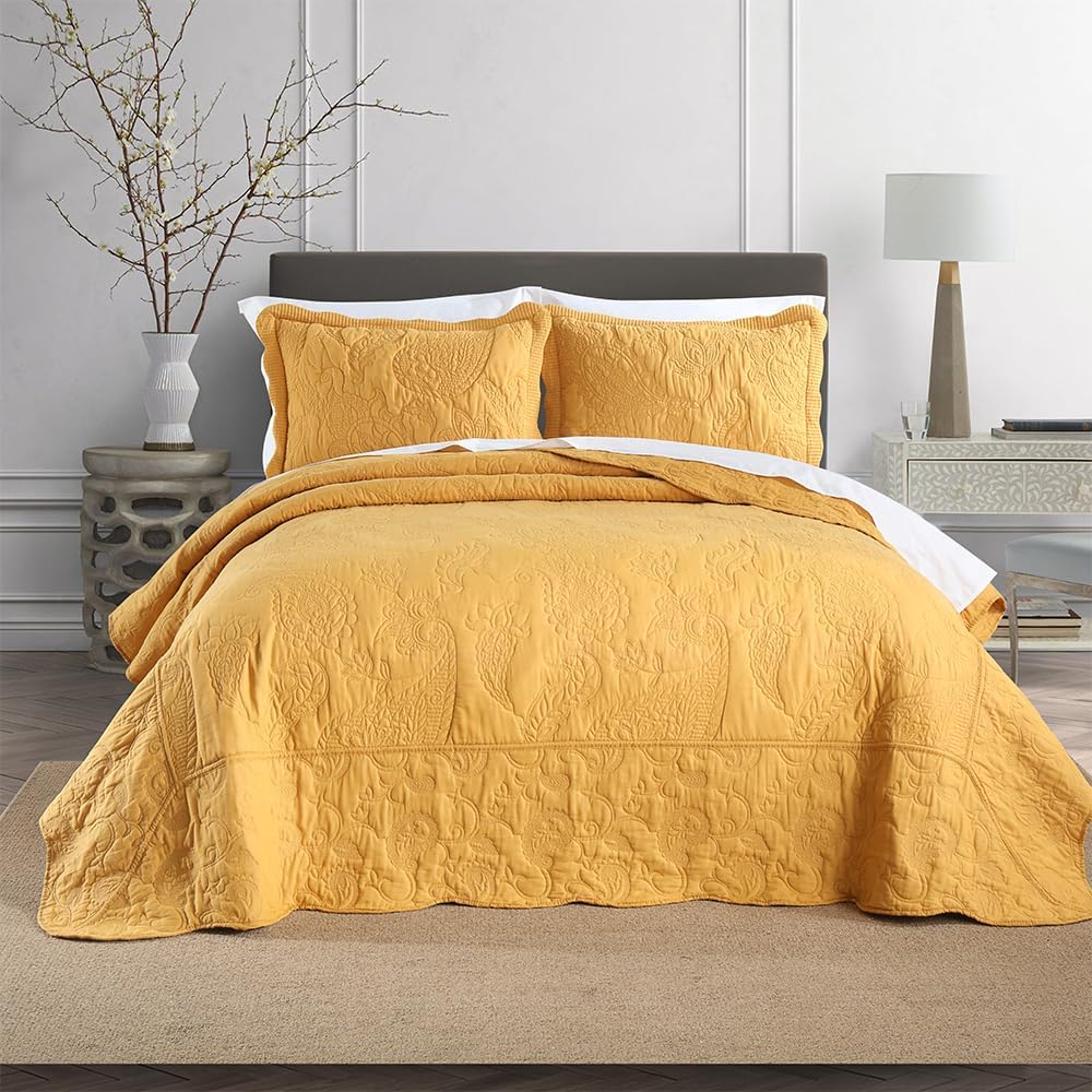 Amazon.com: ENASAL Cotton Jacquard Bedspread Quilt Bedding Sets ...