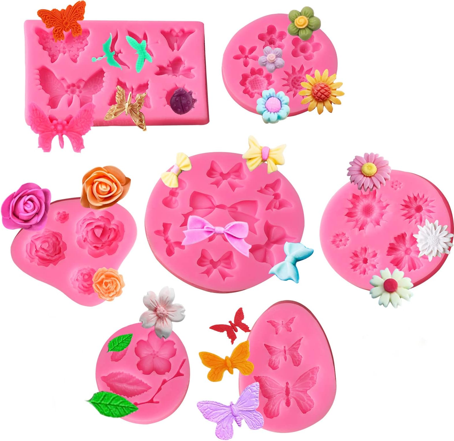 Amazon.com: 2 Pcs Rose Flower and Leaves Silicone Mold, Roses ...