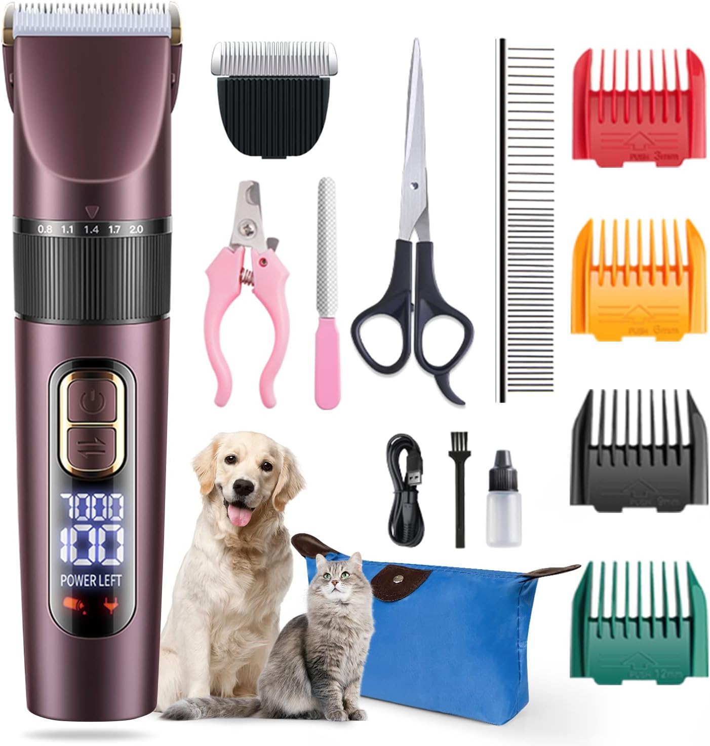 Amazon.com: PUET Dog Shaver Clippers 3-Speed Low Noise Rechargeable ...