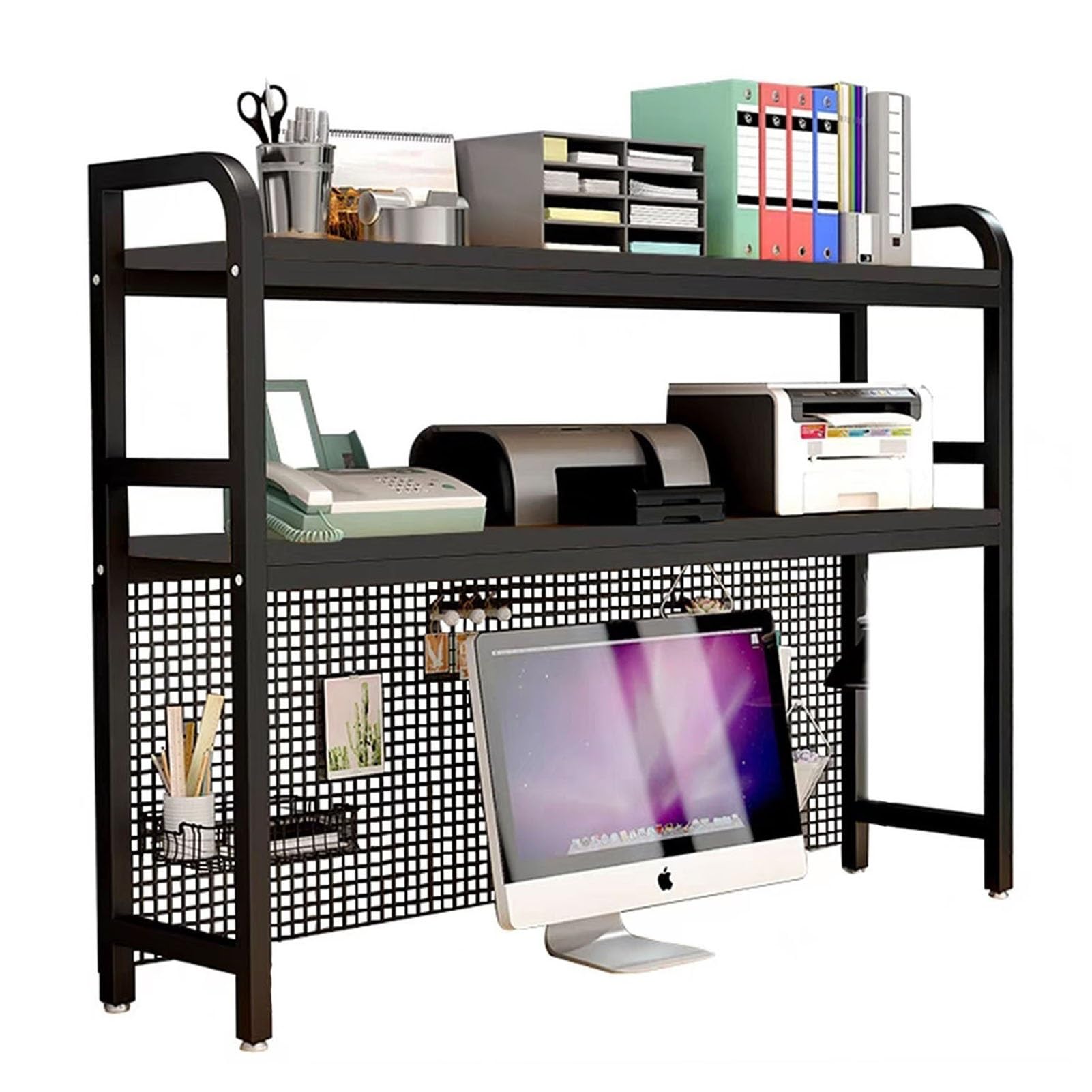 Amazon.com: 2 Tier Desktop Bookcase/Bookshelf - Industrial Grid Hutch ...