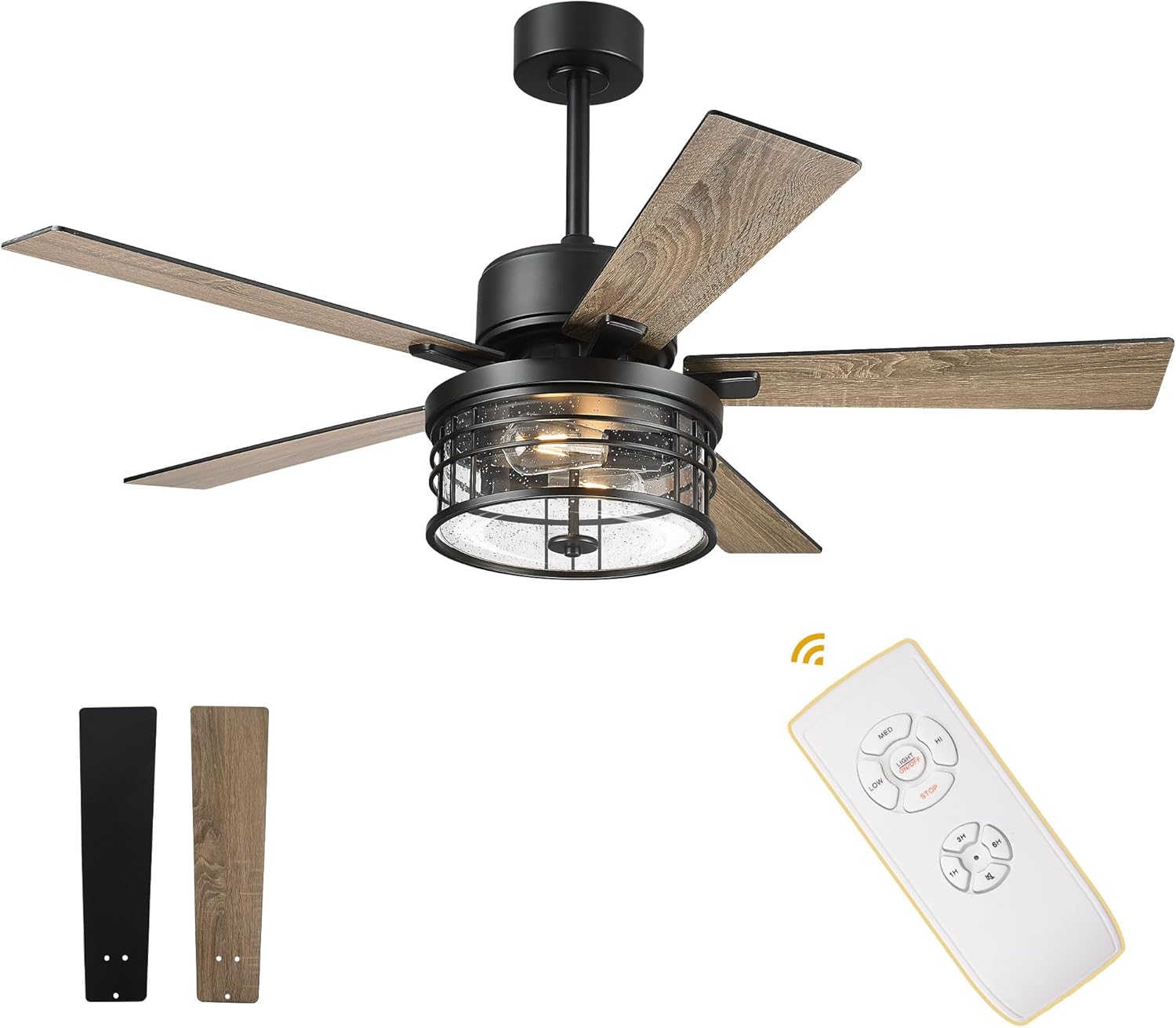 AUTELO Ceiling Fans with Lights, 52 Inch Ceiling Fans with Lights and ...