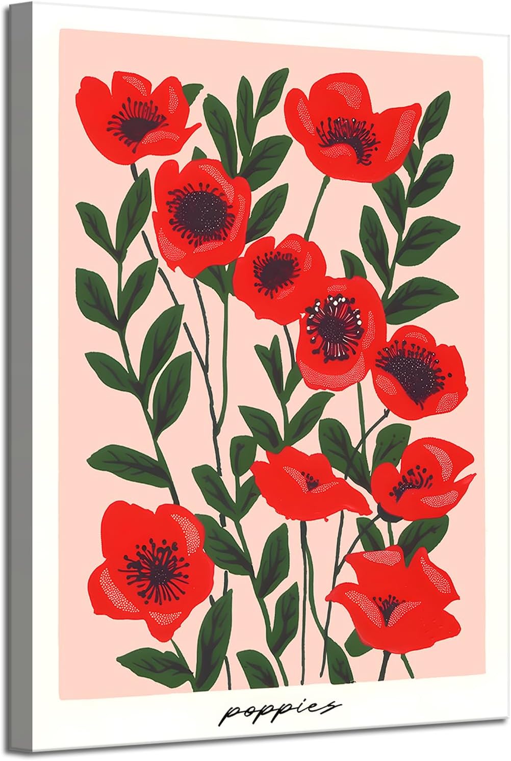 Amazon.com: HUARTYUAL Red Poppy Canvas Wall Art Vintage Flower Wall ...