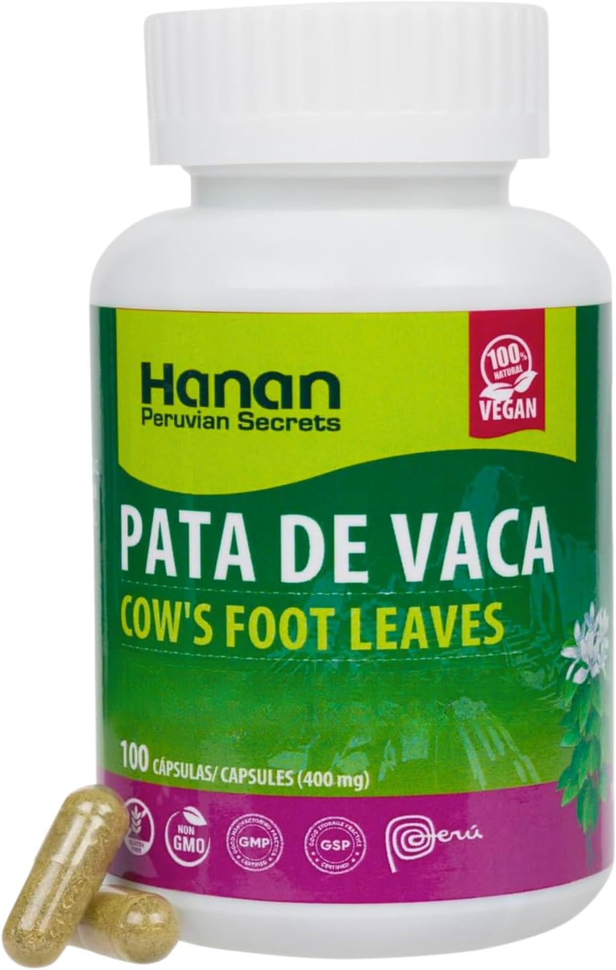 Amazon.com: HANAN PERUVIAN SECRETS Pata de Vaca 100 Capsules (Cow's ...