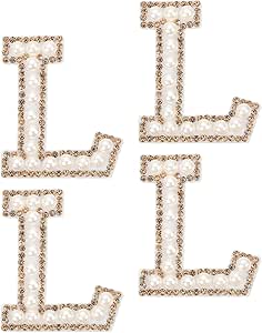 Amazon.com: uxcell 10Pcs Iron on Letters Patches, Letter L Rhinestone ...