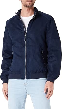 Springfield Men's Suede Effect Jacket, navy, M : Amazon.com.au ...