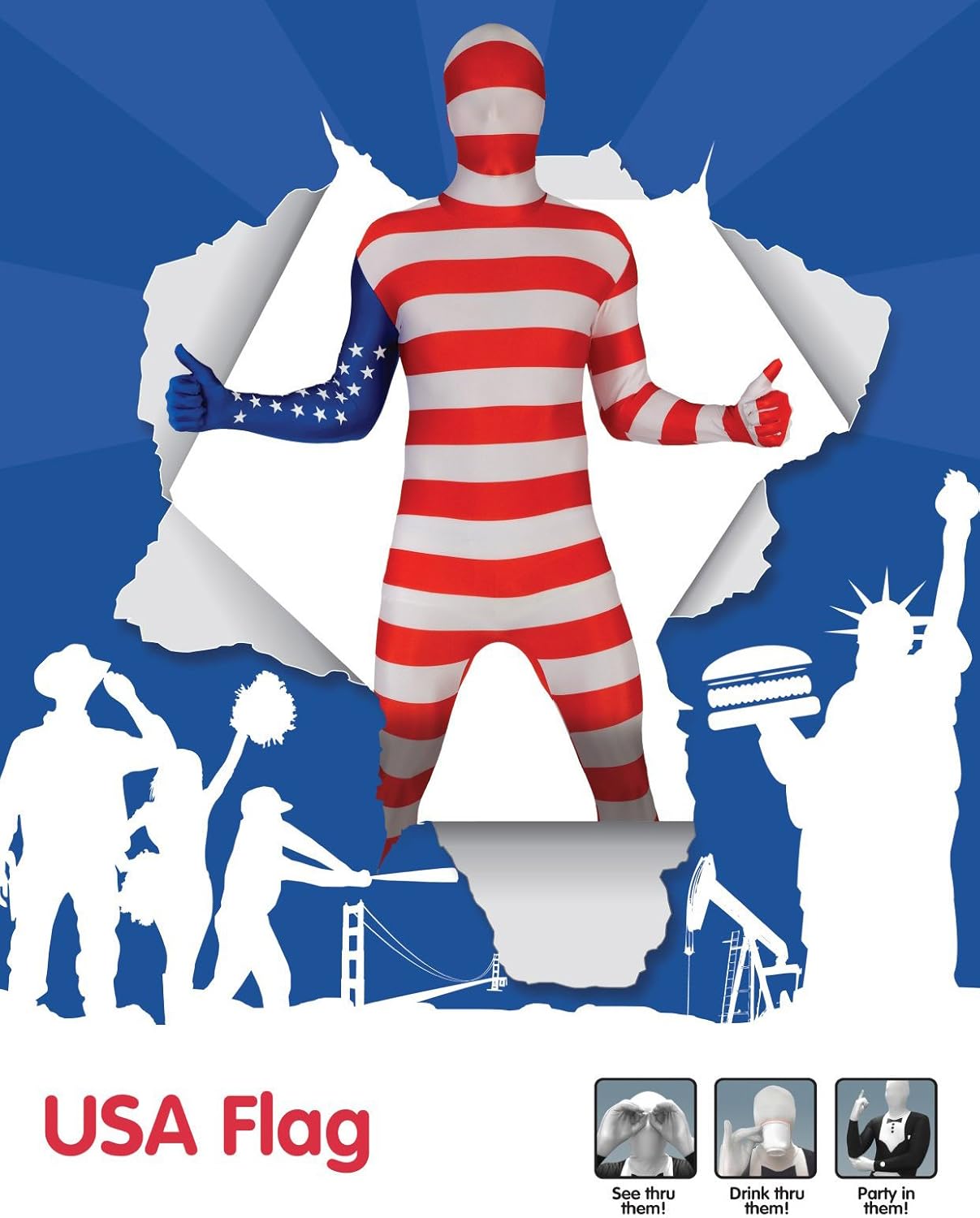 Morphsuits USA Original Flag Fancy Dress Costume – size XXLarge – 6”2-6 ...