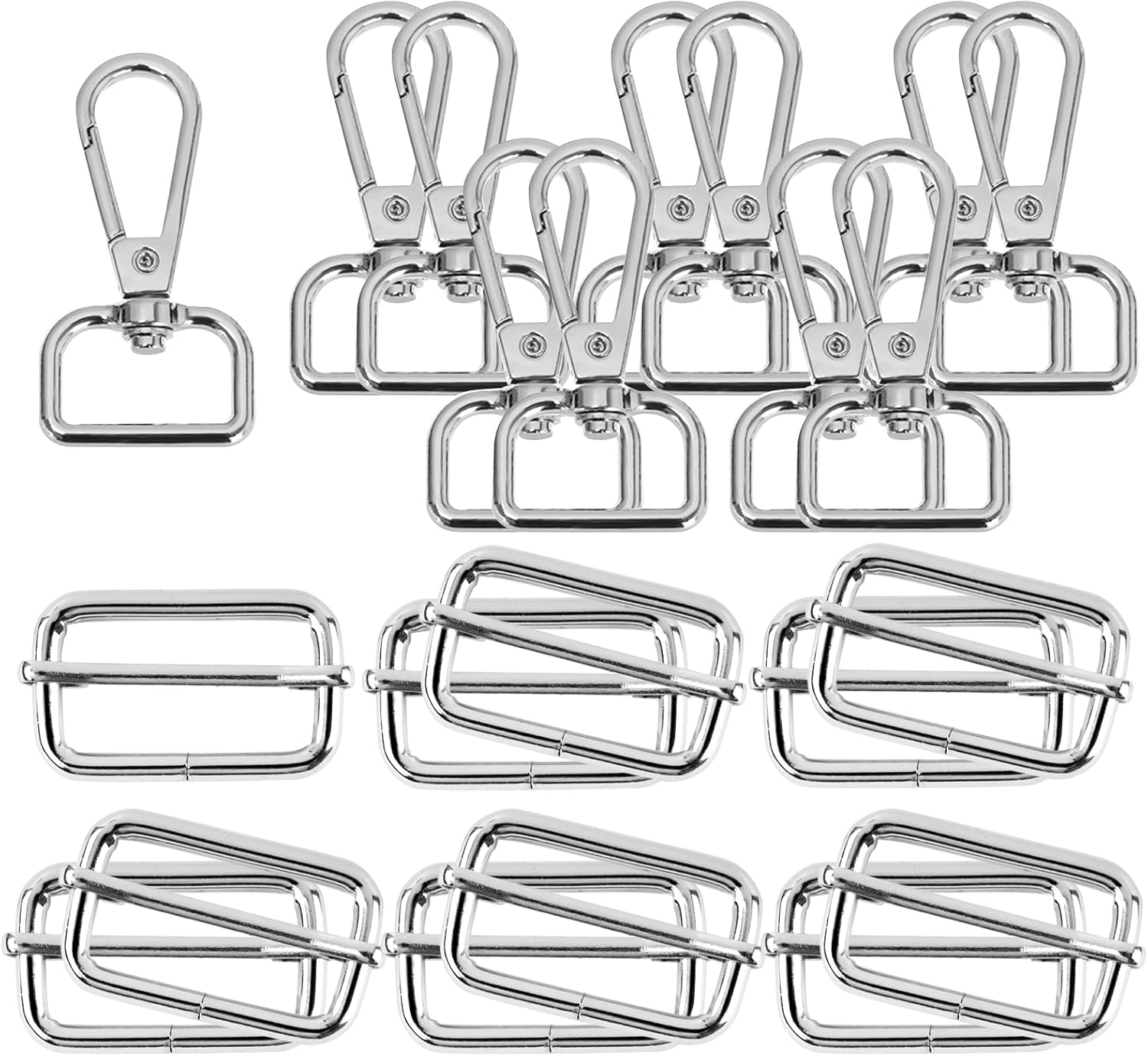 10 Pieces 20mm Swivel Snap Hooks + 10Pcs 38mm Rectangle Adjuster Tri ...