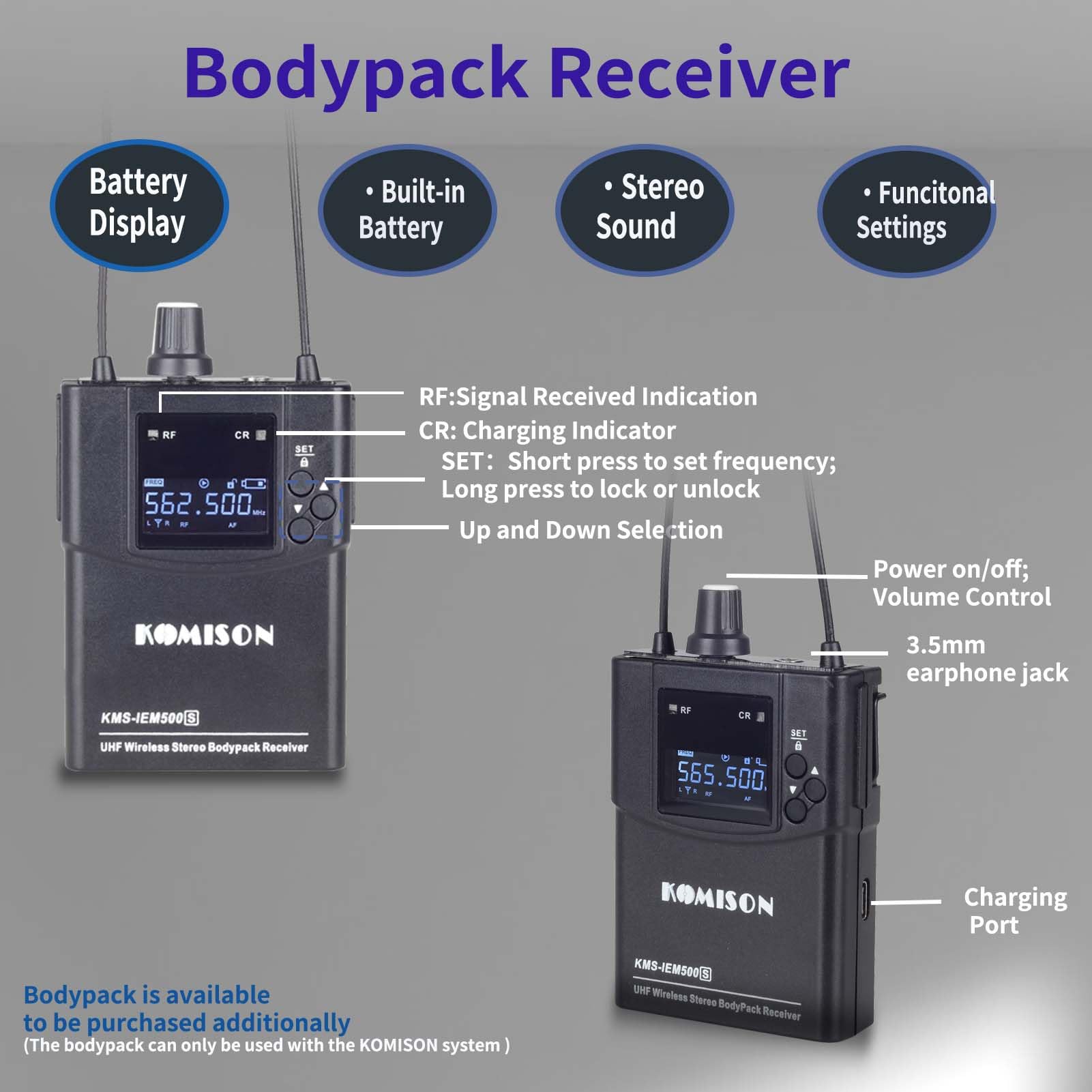 Snapklik.com : KOMISON in-Ear Audio Monitor System Bodypack Only ...
