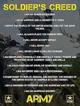 Amazon.com: BASSETENT Soldiers Creed Poster Army Poster Military Gifts ...